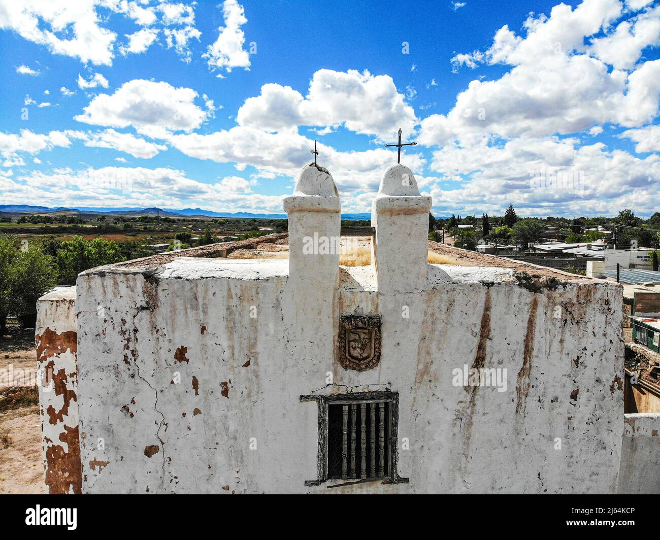 Aerial view of the mission of Nuestra Señora de la Soledad de los Janos ...