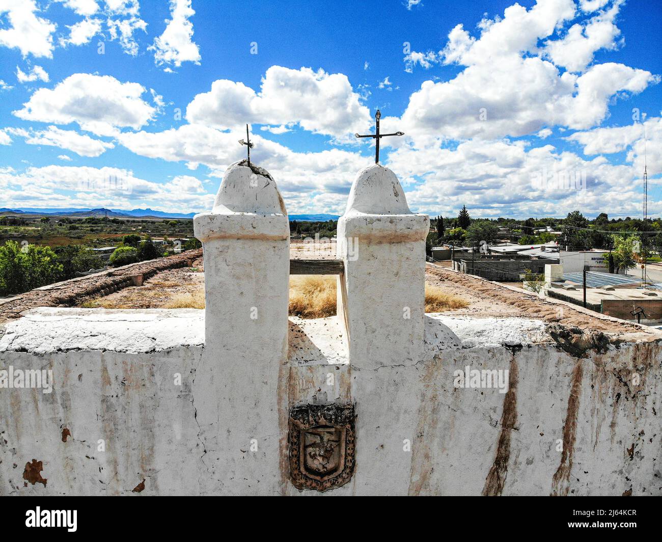 Aerial view of the mission of Nuestra Señora de la Soledad de los Janos ...