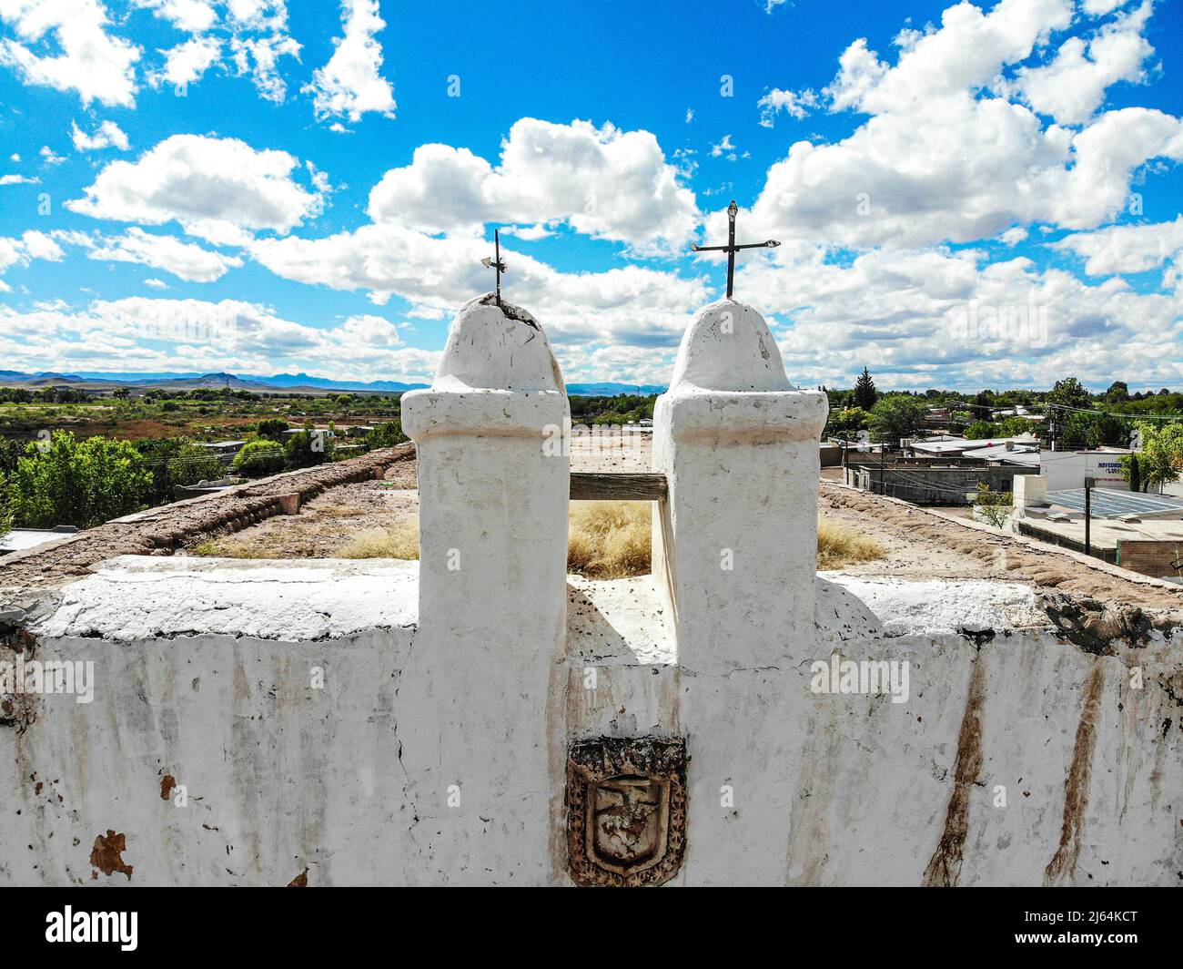 Aerial view of the mission of Nuestra Señora de la Soledad de los Janos ...