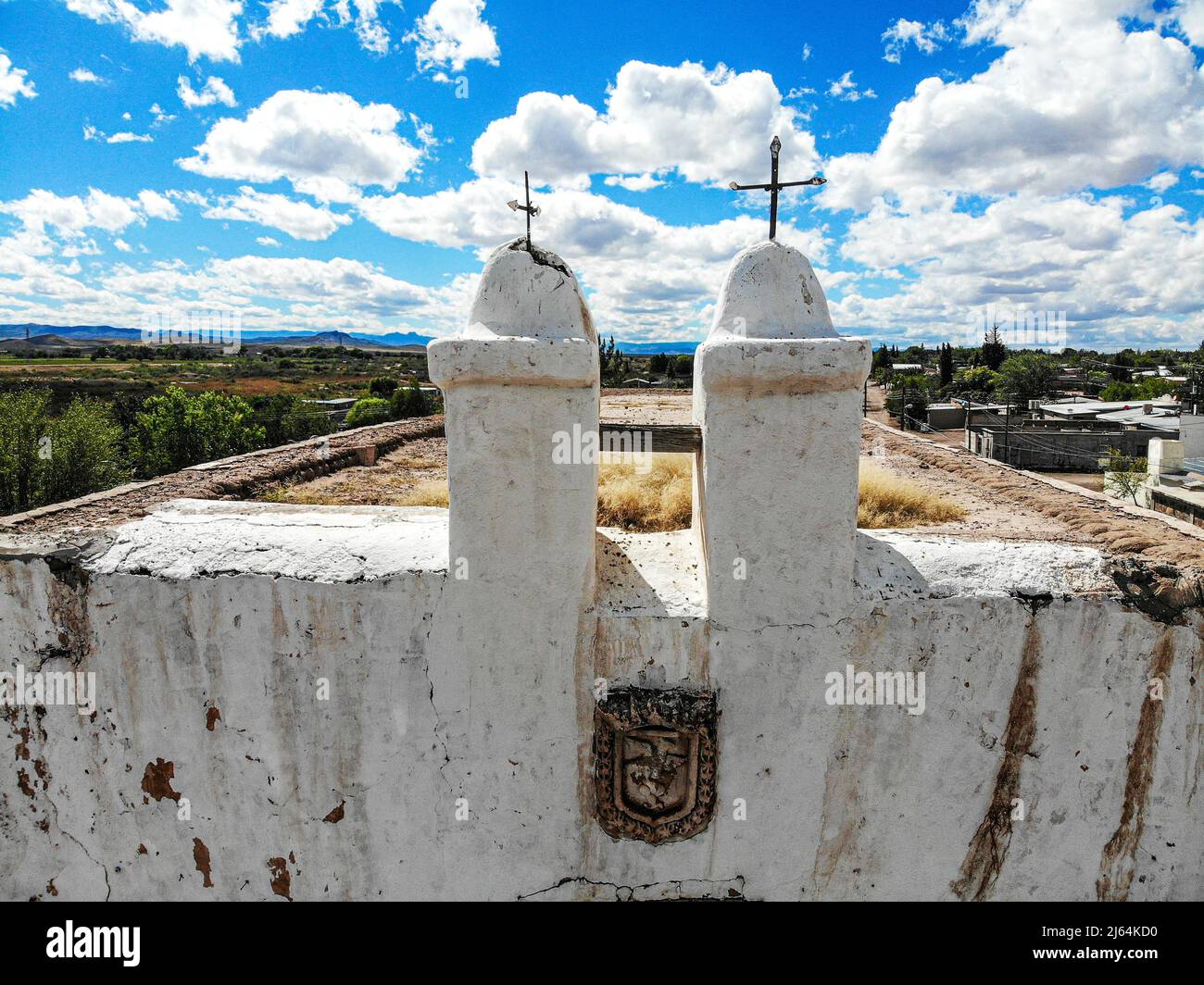 Aerial view of the mission of Nuestra Señora de la Soledad de los Janos ...