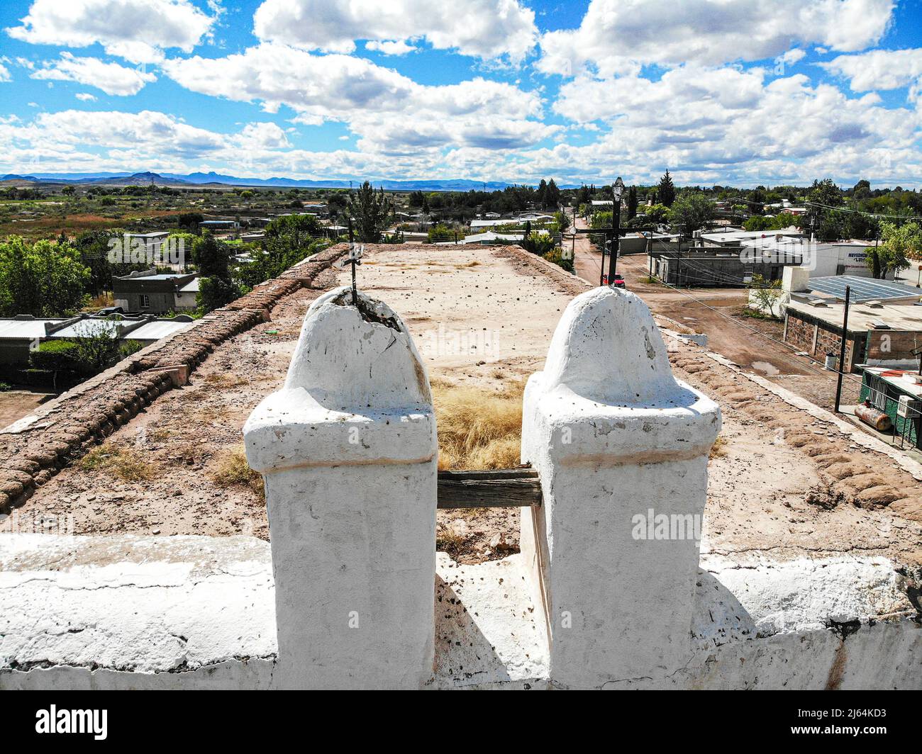 Aerial view of the mission of Nuestra Señora de la Soledad de los Janos ...