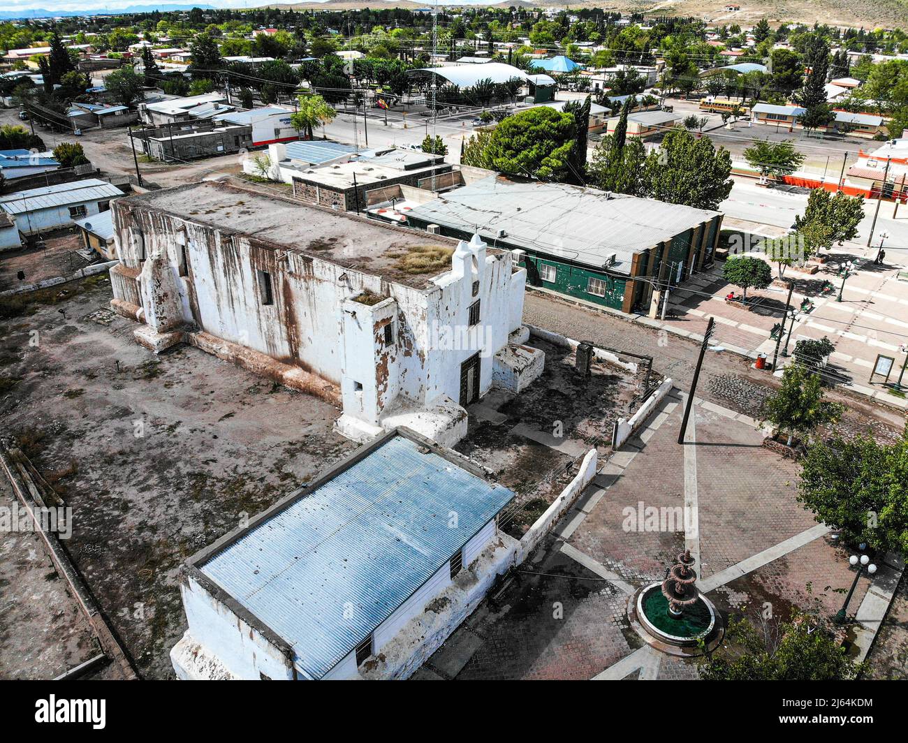 Aerial view of the mission of Nuestra Señora de la Soledad de los Janos ...