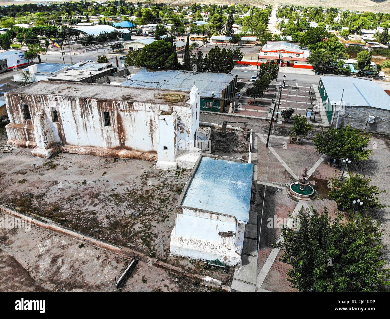 Aerial view of the mission of Nuestra Señora de la Soledad de los Janos ...
