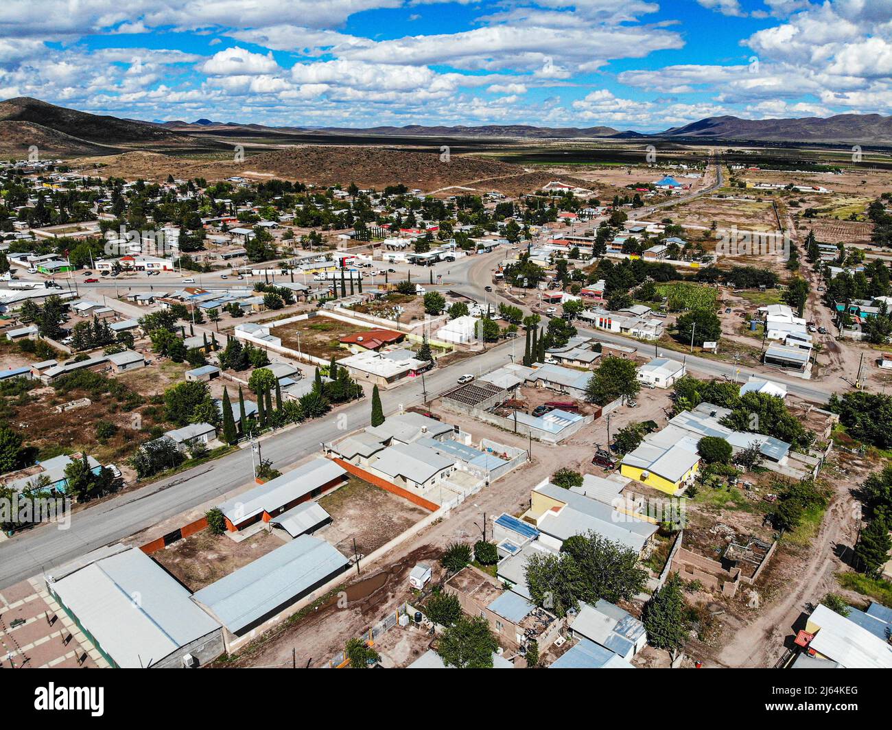 Aerial view of the mission of Nuestra Señora de la Soledad de los Janos ...