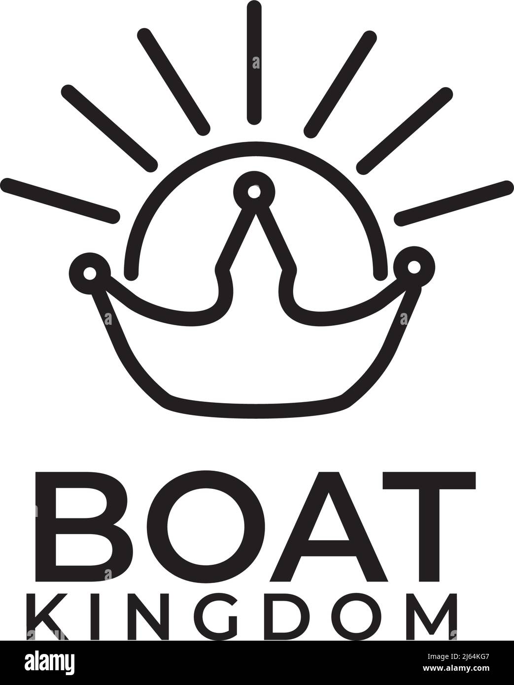 Boat yacht luxury with crown and sun background vector logo design ...
