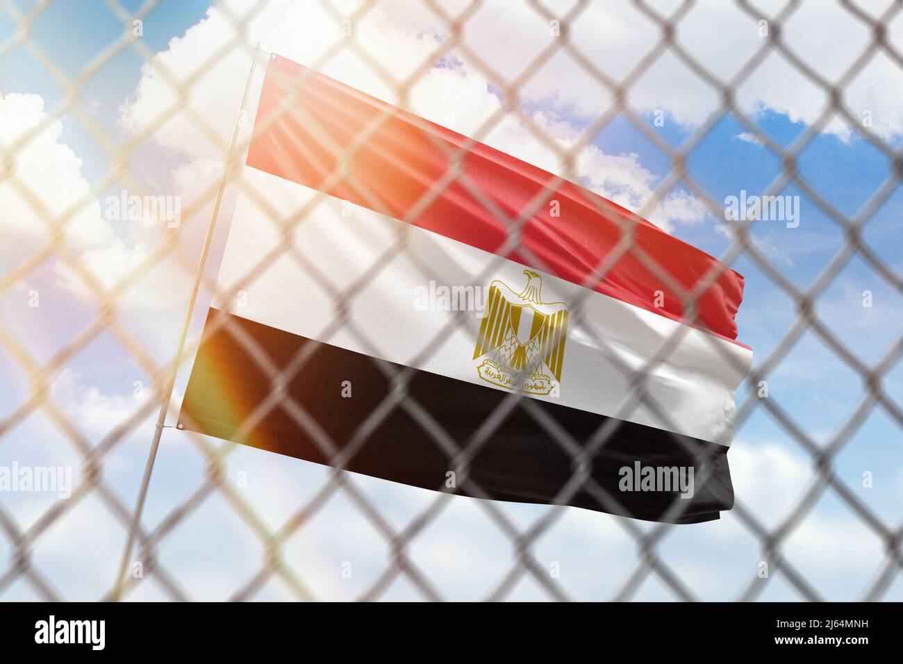 Blue sky background with egypt flag hi-res stock photography and images ...