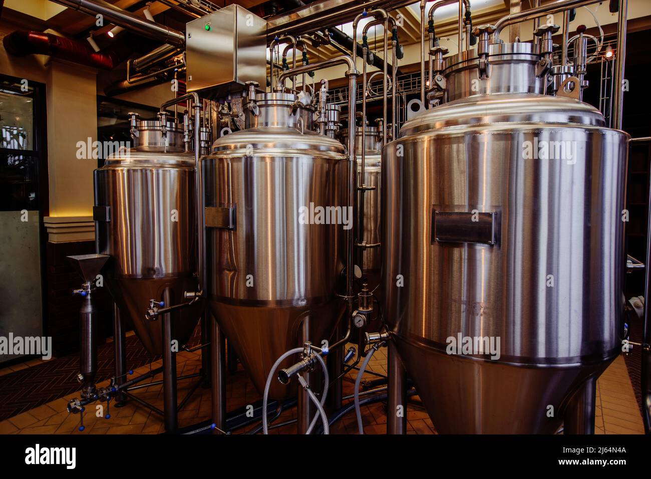 Private microbrewery. Craft beer production line Stock Photo - Alamy