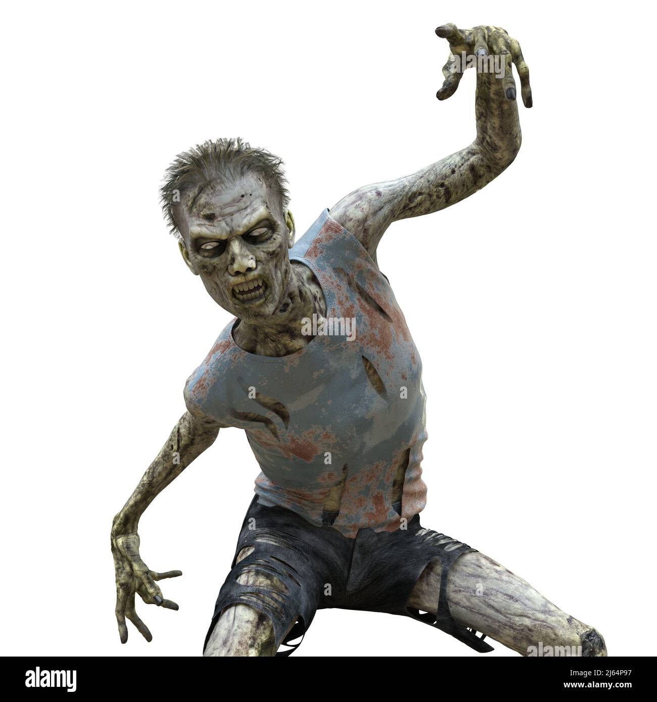 3D illustration zombie men isolated white background Stock Photo - Alamy