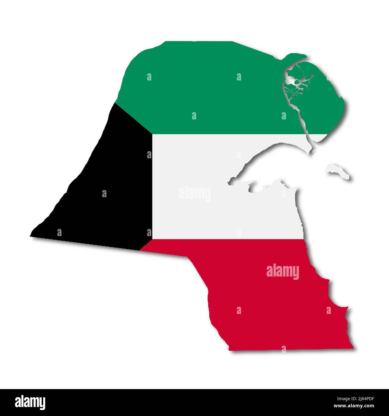 Kuwait map on white background with clipping path 3d illustration Stock ...