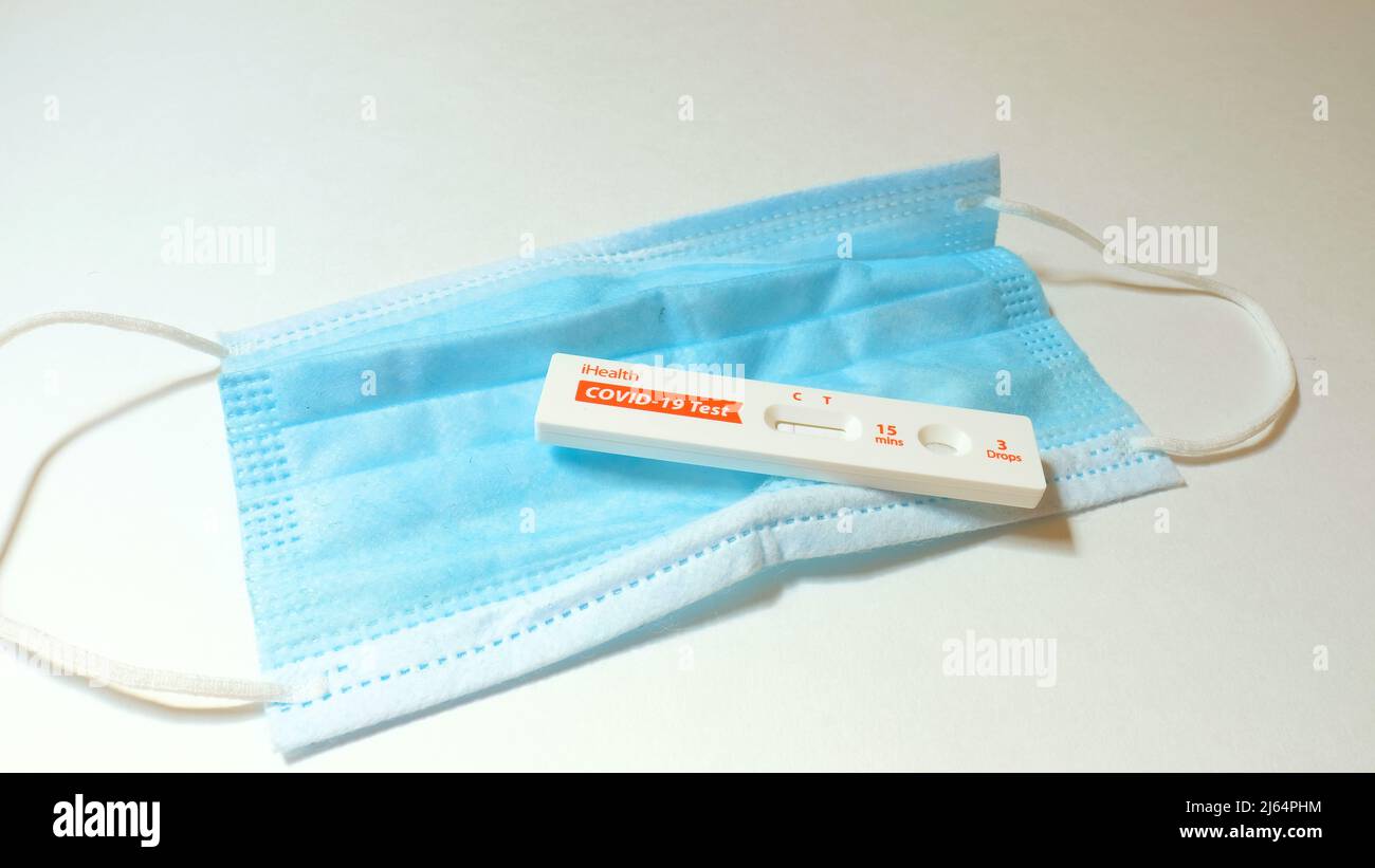 iHealth COVID-19 Antigen Rapid Test in-home self test card displaying a ...