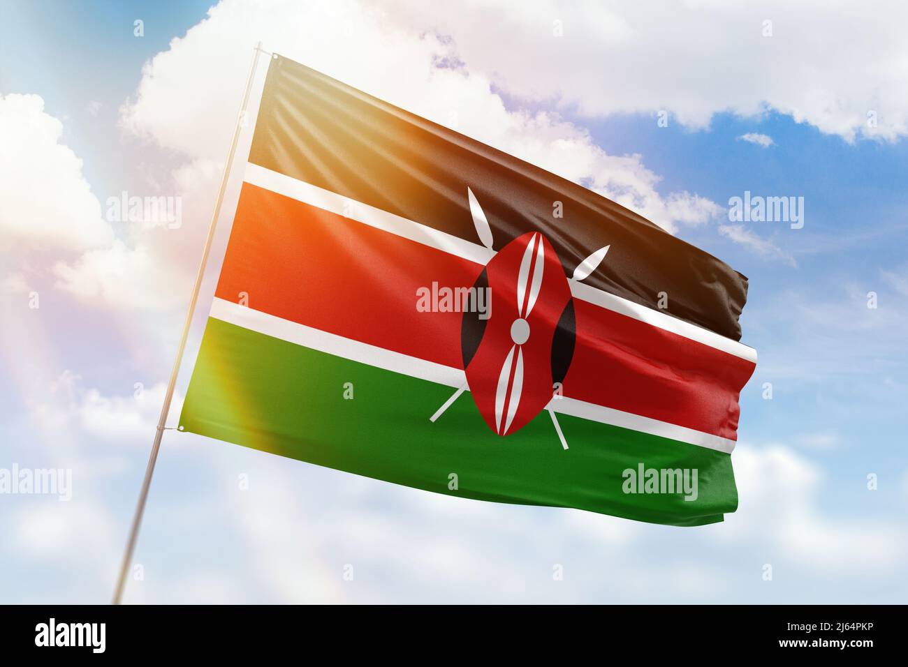 Kenya flag waving 4k hi-res stock photography and images - Alamy