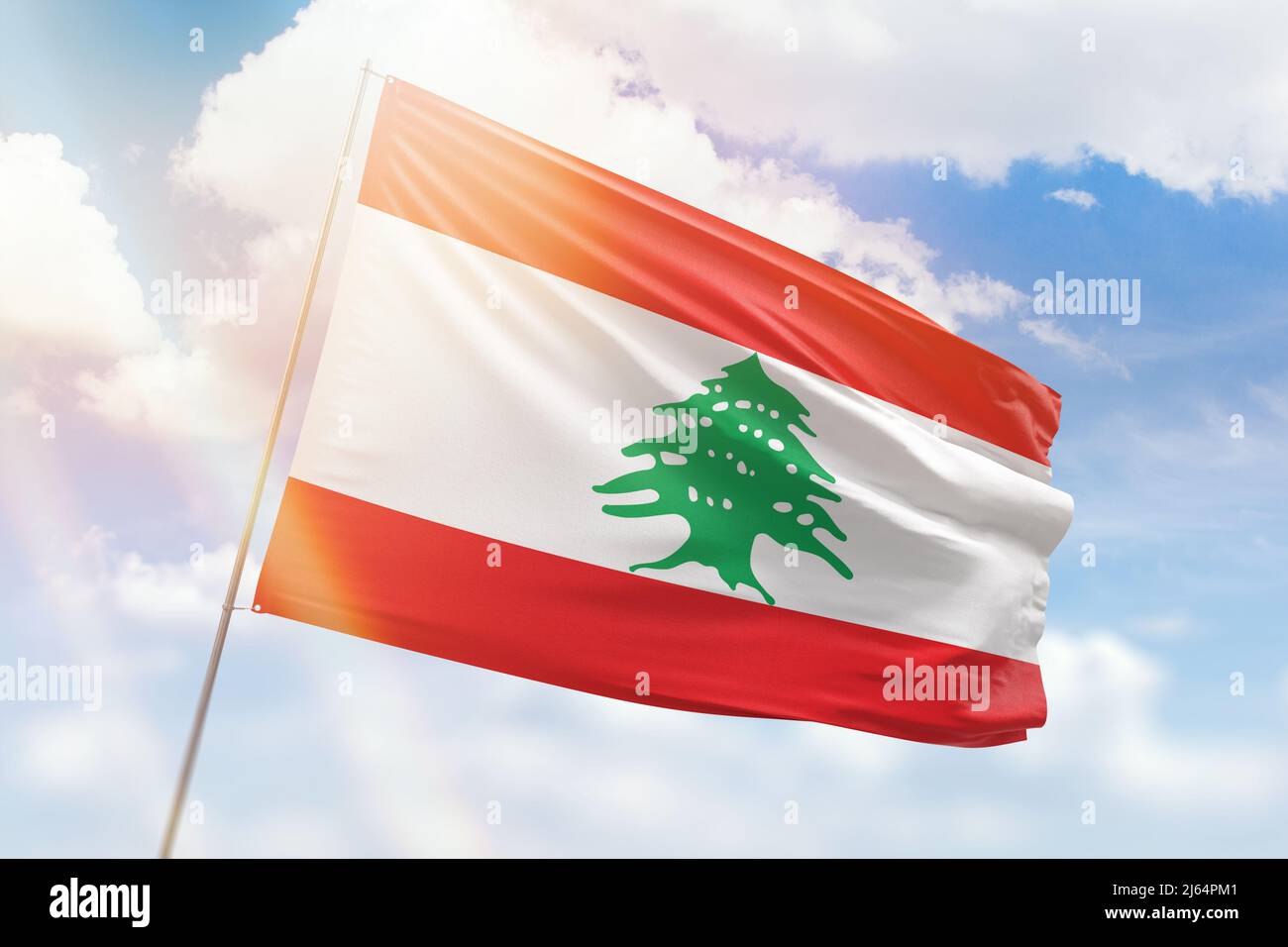 Flag lebanon waving wind blue hi-res stock photography and images - Alamy