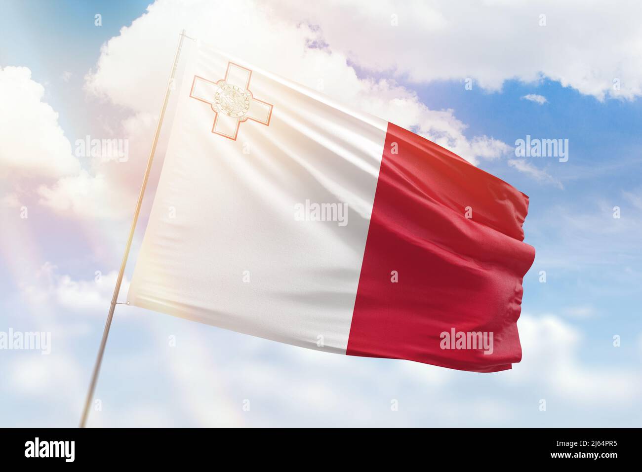 Malta realistic flag waving hi-res stock photography and images - Alamy