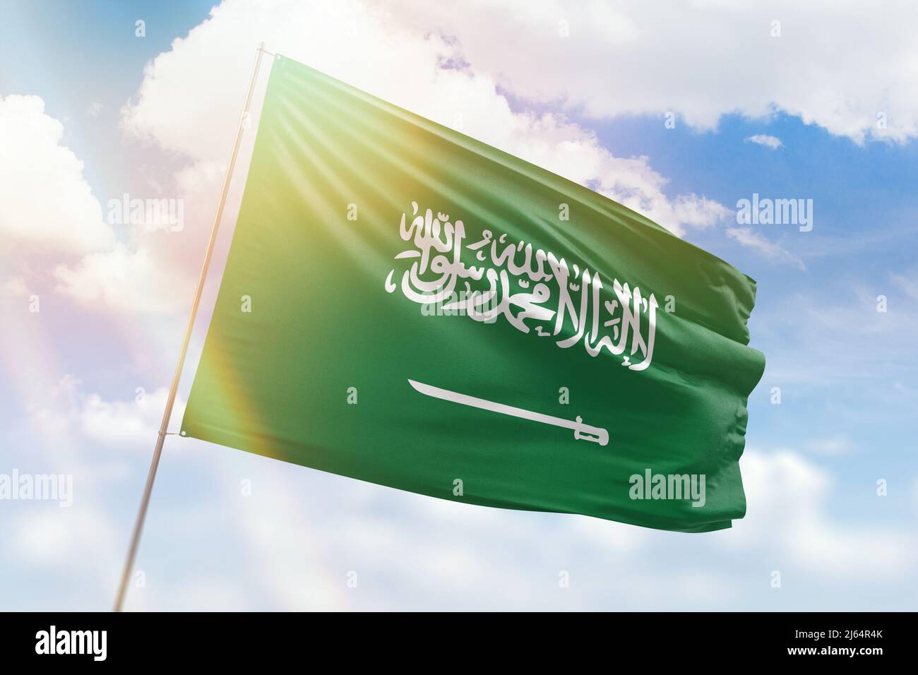 Flag of saudi arabia waving hi-res stock photography and images - Alamy