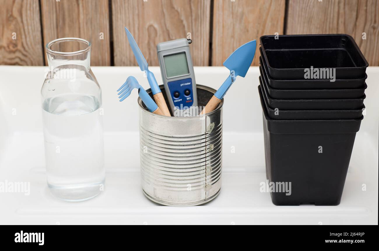 home planting kit, ph meter, water bottle, pots for plants, cultivation ...