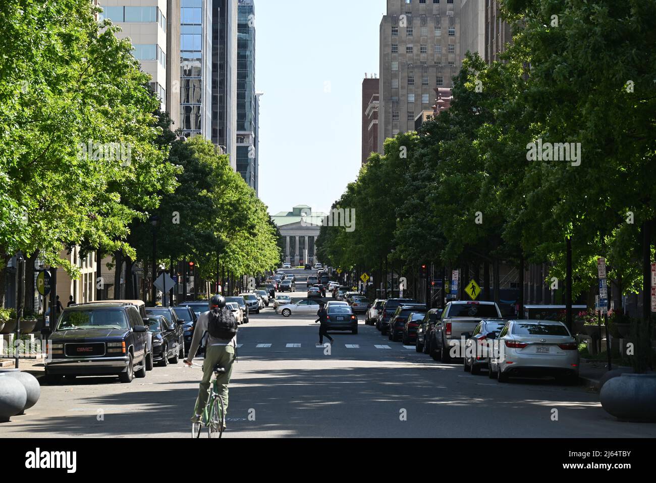 Looking down the Fayetteville Street business district in downtown ...