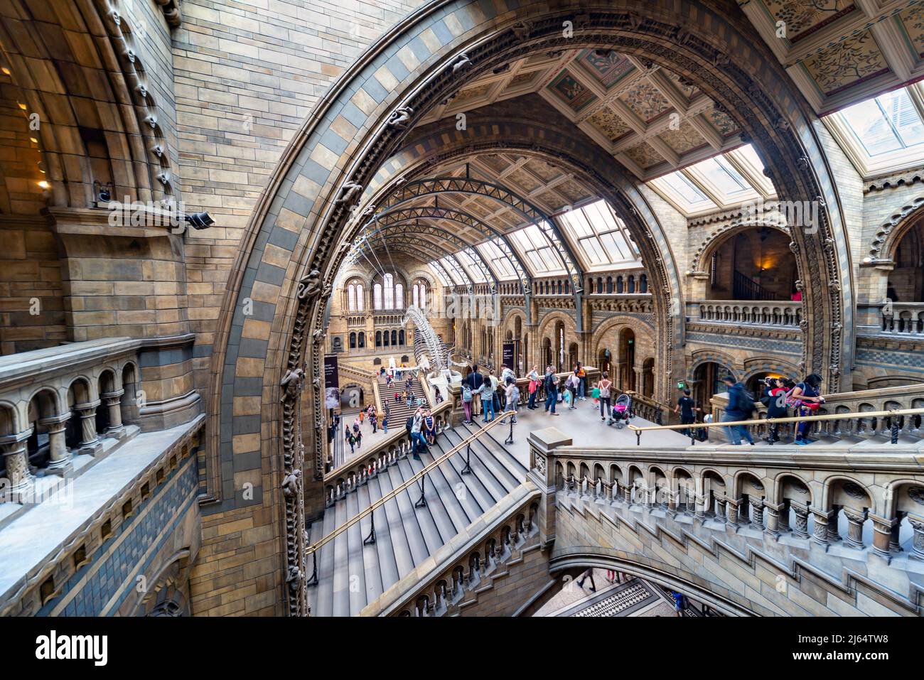 London,England,UK-August 21 2019: From above Romanesque stairs,along ...