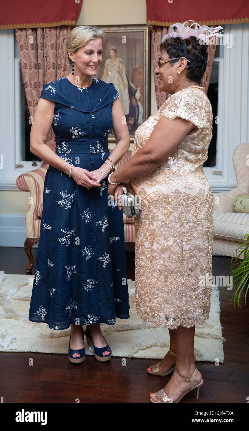 The Countess of Wessex with Anysia Charles, wife of Governor General of ...