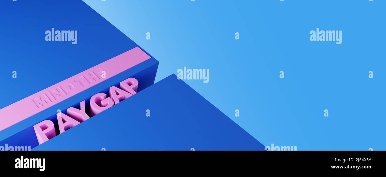 Mind the pay gap, 3D illustration, wages inequality due to gender, gig ...