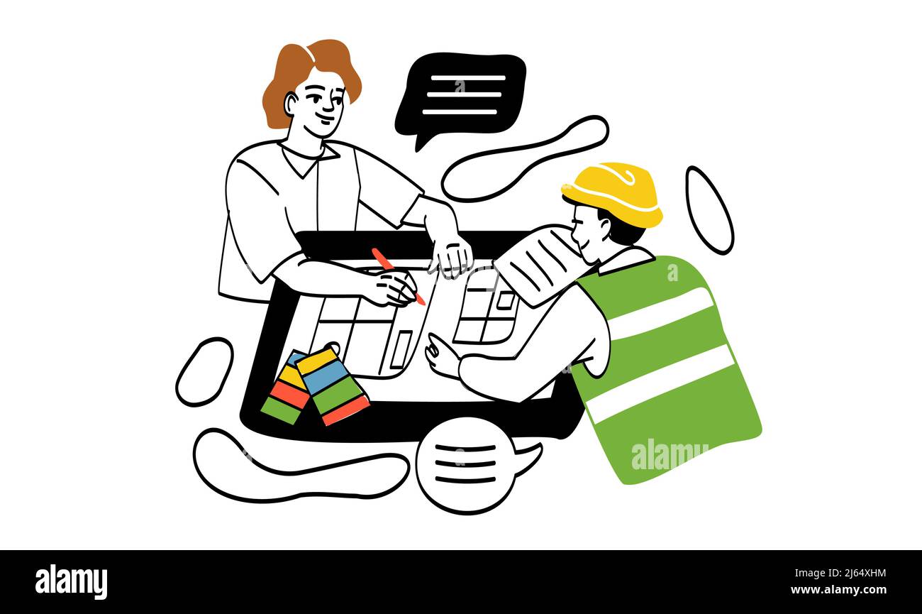 Woman designer house plan Stock Vector Images - Alamy