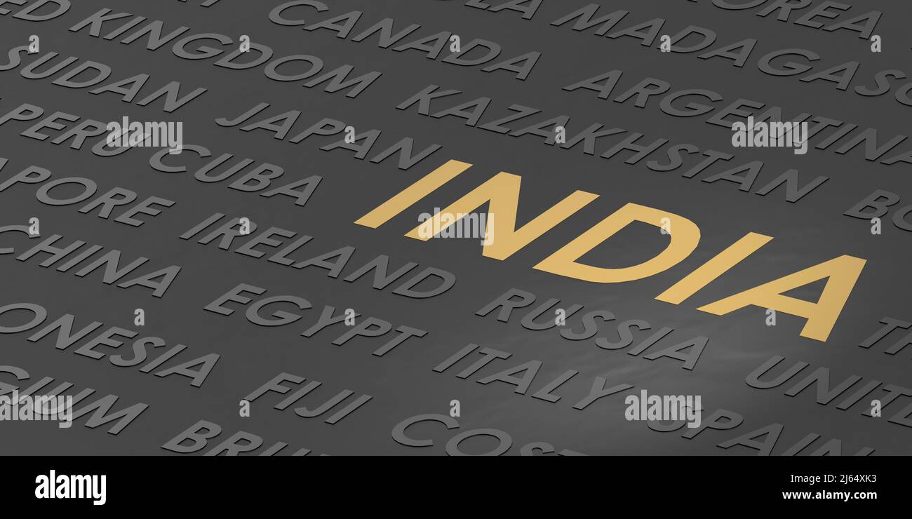 India country name among the others, 3d rendering Stock Photo - Alamy