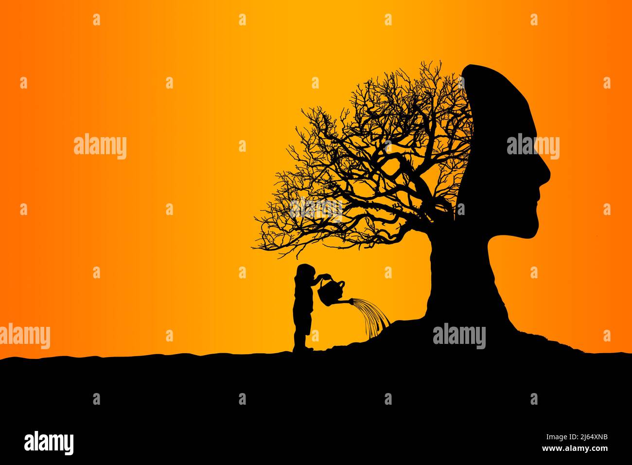 Tree growing from a head, 3d rendering Stock Photo - Alamy