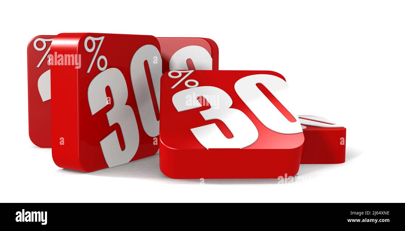 30 percent discount block isolated, 3d rendering Stock Photo - Alamy