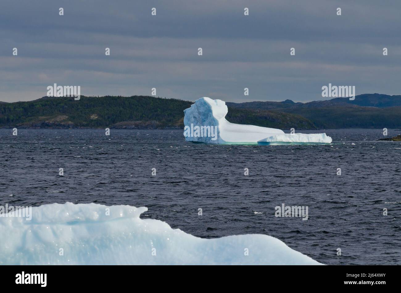 Bright white iceberg on dark water and rock background Stock Photo - Alamy
