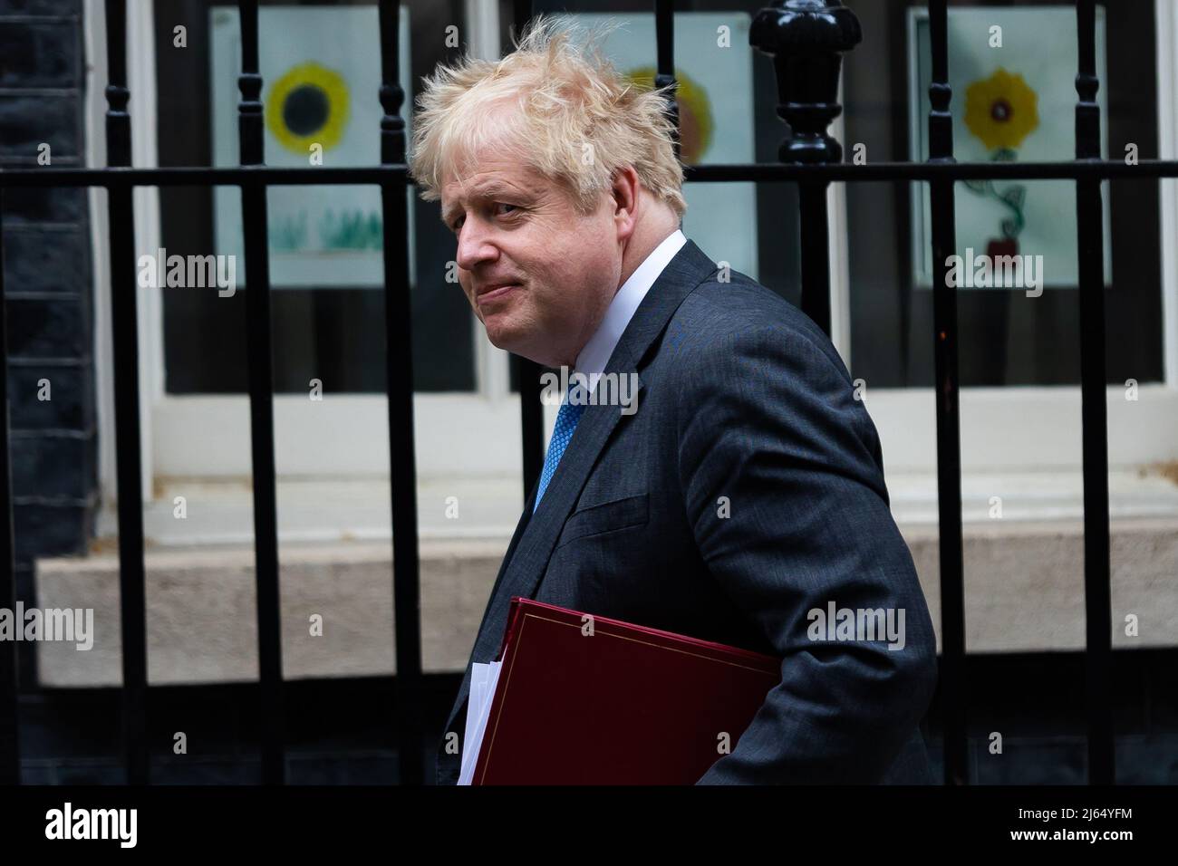 Prime Minister Boris Johnson leaves Downing Street for Parliament to ...