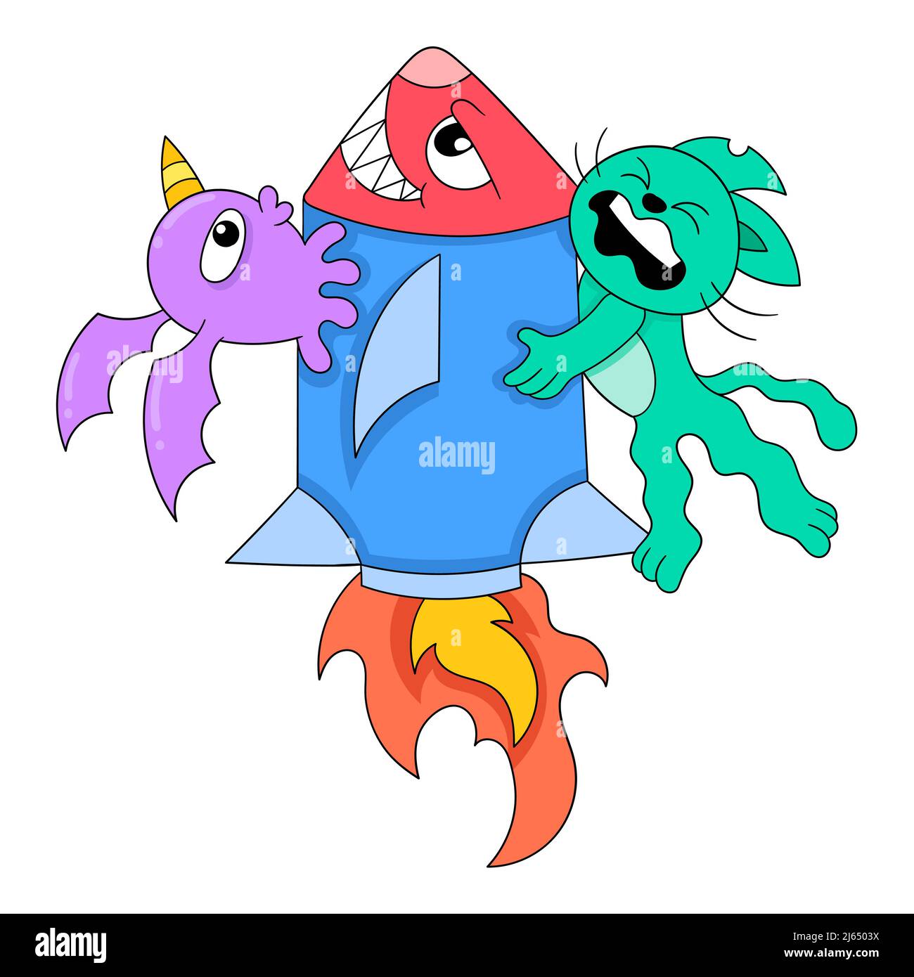 cat and octopus hugging a rocket Stock Vector Image & Art - Alamy