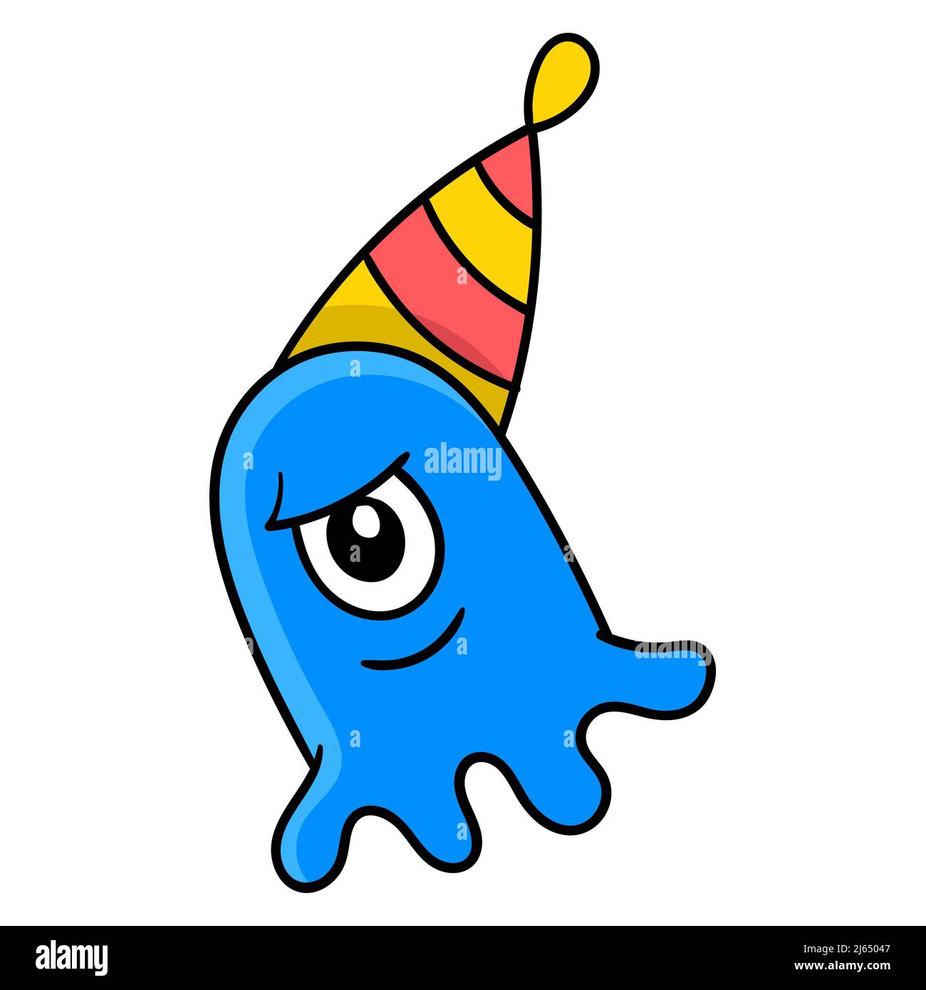 one eyed blue monster wearing a hat birthday Stock Vector Image & Art ...