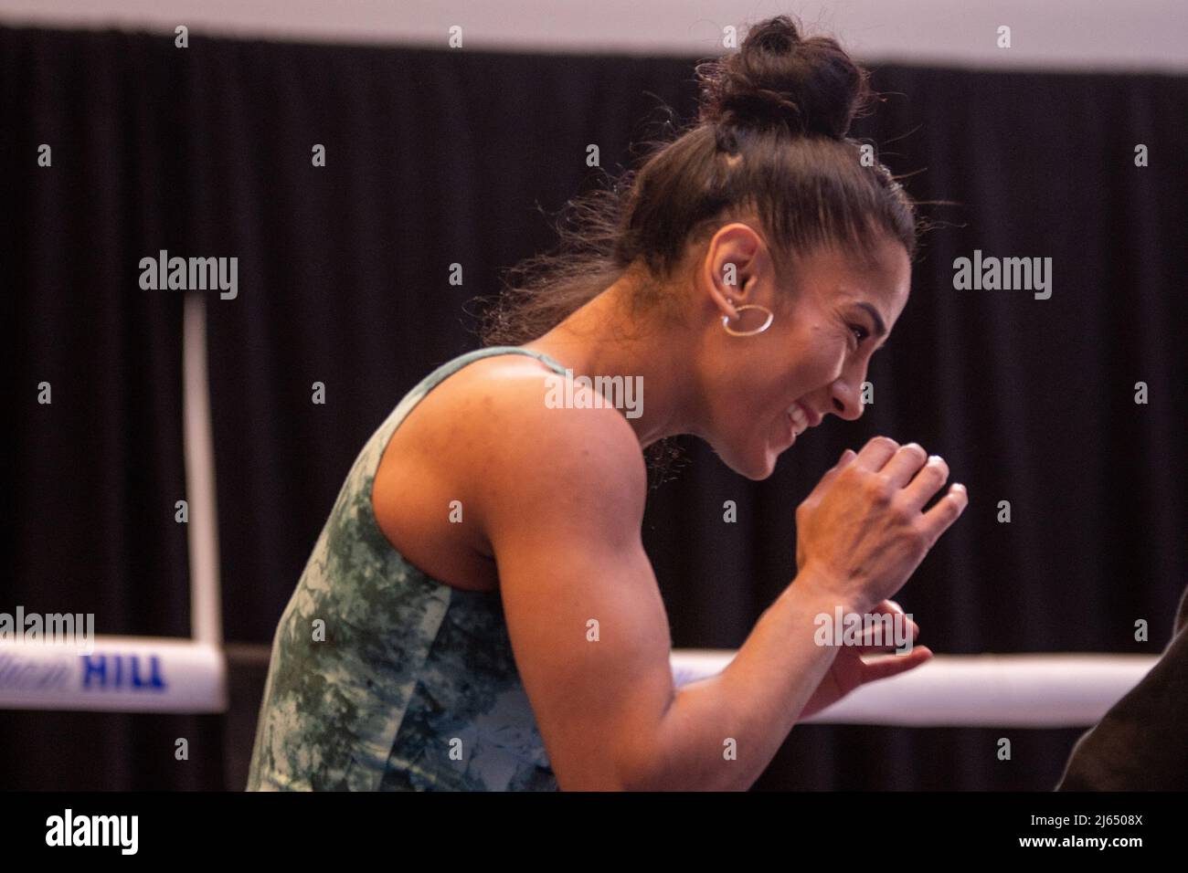 NEW YORK, NY - APRIL 27: Amanda Serrano during open workouts prior to ...