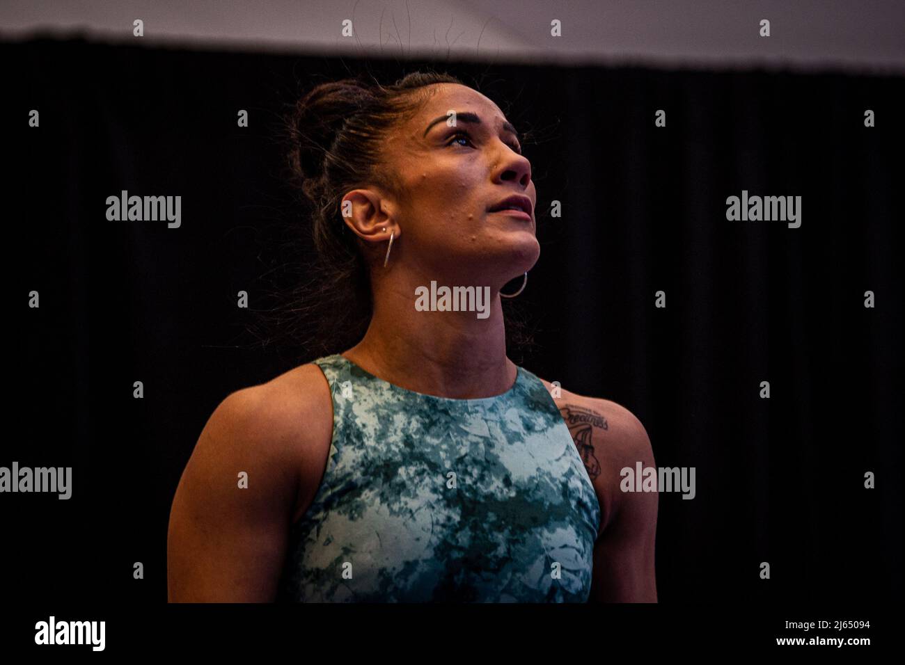 NEW YORK, NY - APRIL 27: Amanda Serrano during open workouts prior to ...