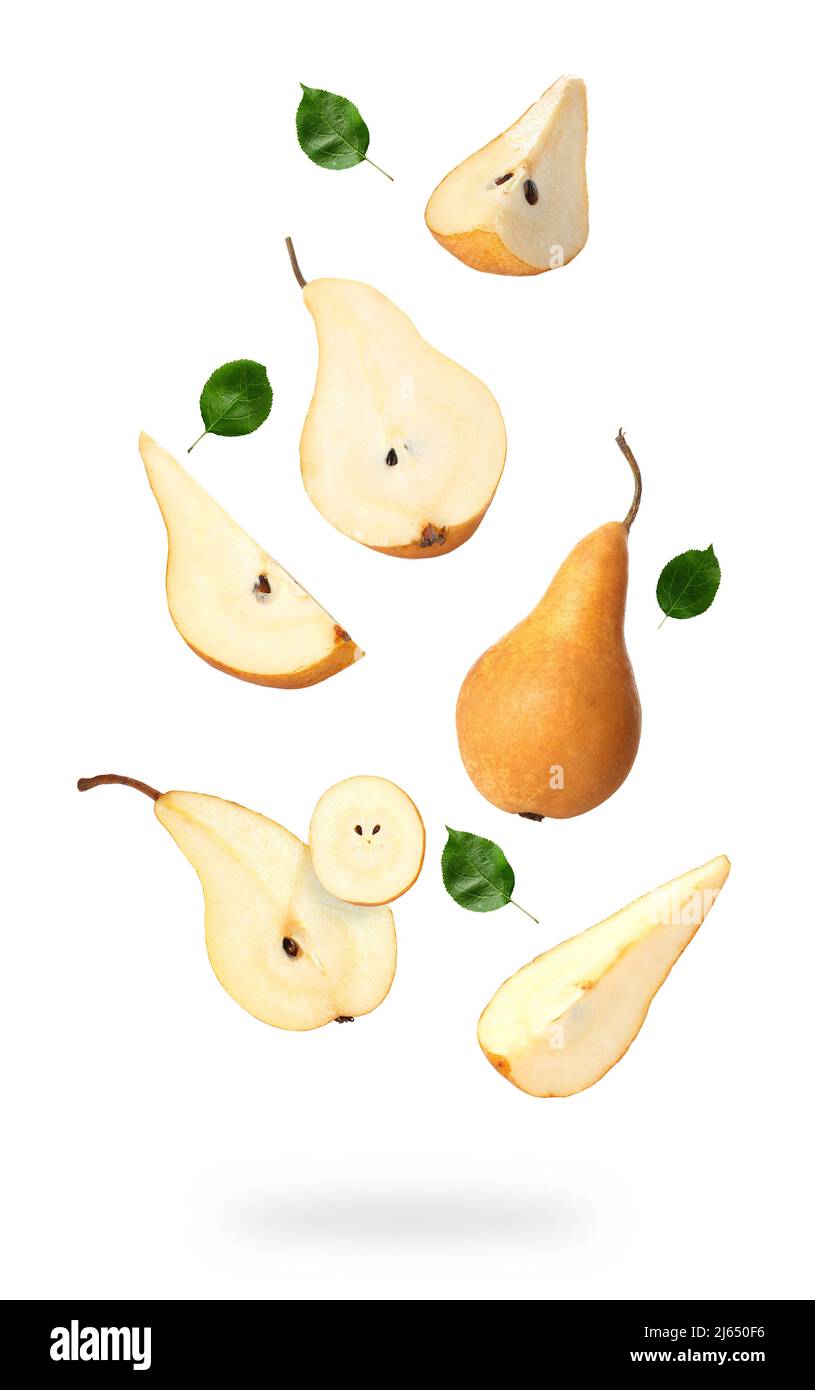 Pears leaves falling in white hi-res stock photography and images - Alamy