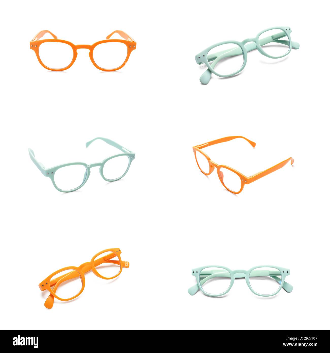 Set of different stylish eyeglasses isolated on white Stock Photo - Alamy