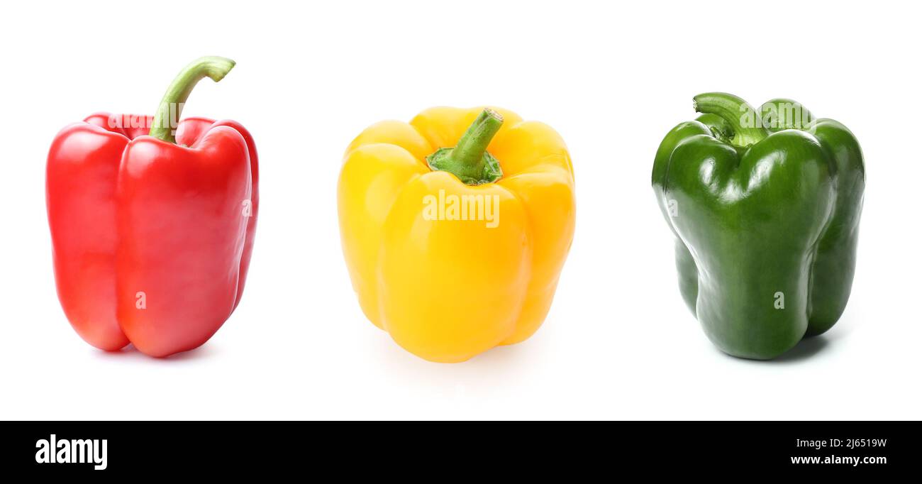Set of colorful bell pepper isolated on white Stock Photo - Alamy