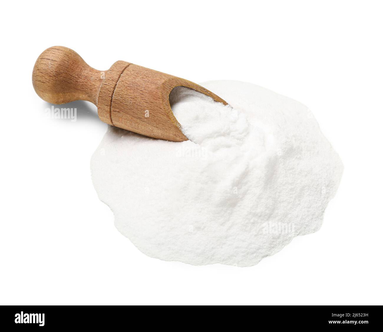 Pile of baking soda and scoop on white background Stock Photo - Alamy