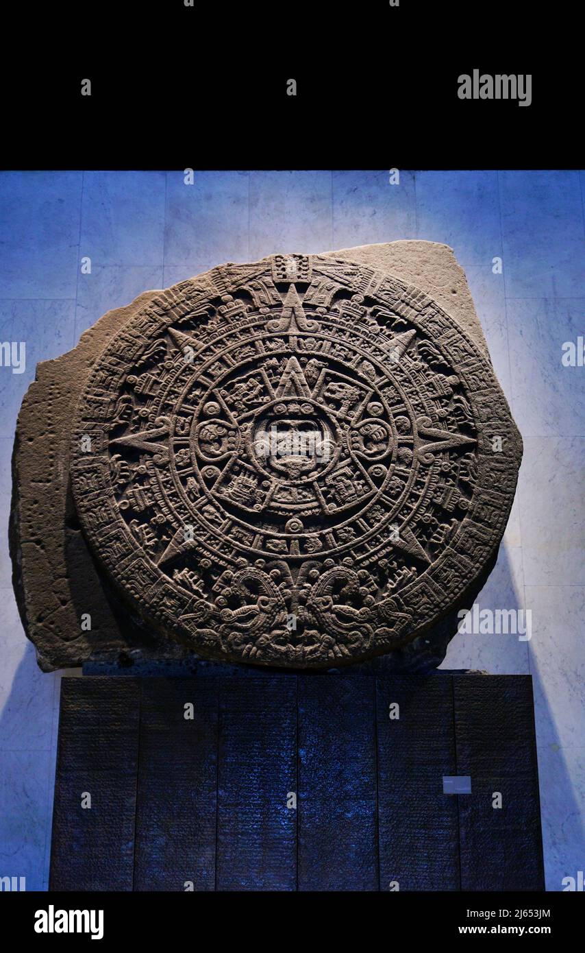 Piedra del Sol (Sun Stone) describing Aztec Life, Museum of ...