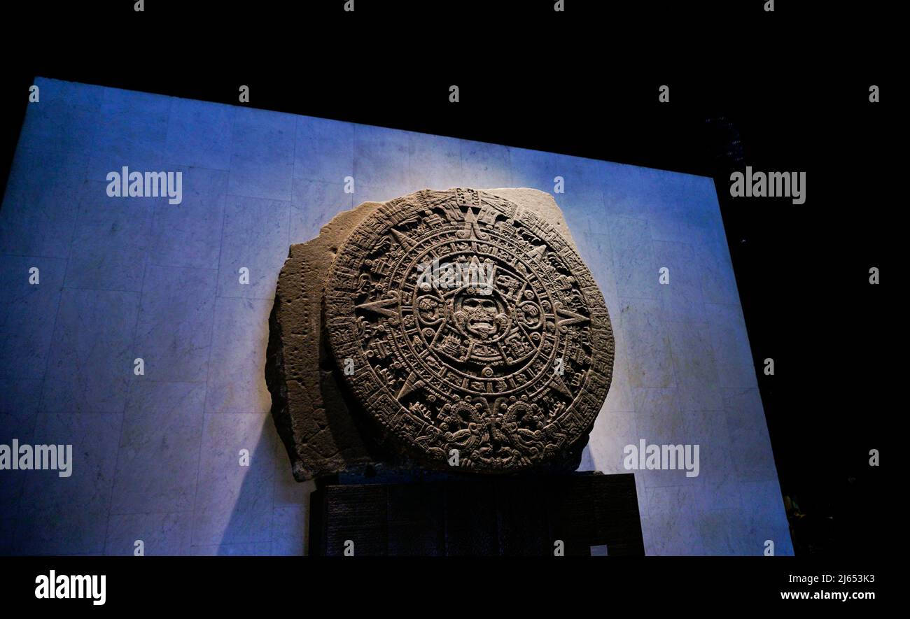 Piedra del Sol (Sun Stone) describing Aztec Life, Museum of ...