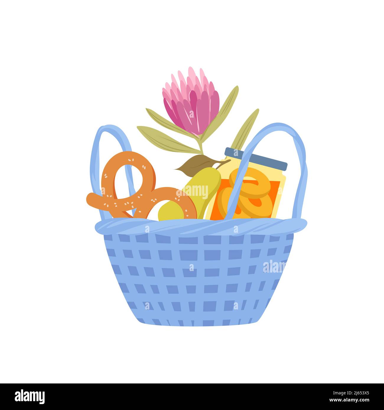 Picnic wicker basket wine Stock Vector Images - Alamy