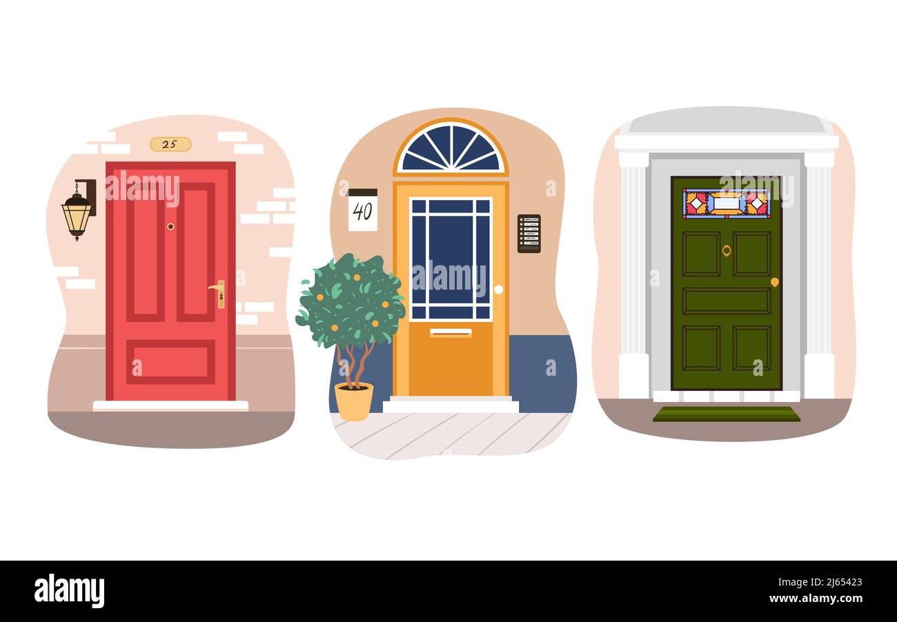 Colorful wooden doors in Stock Vector Images - Alamy