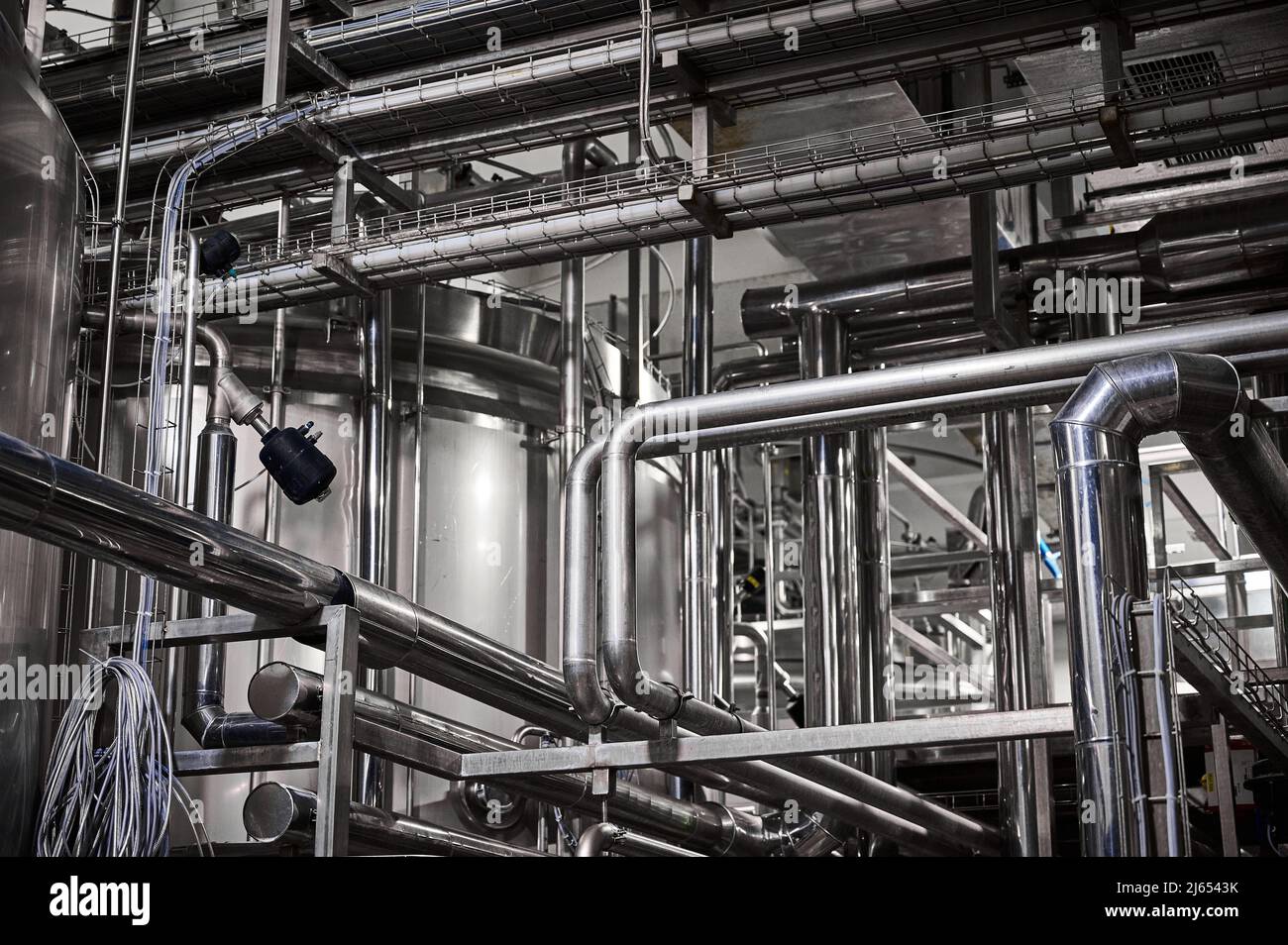 Pipeline system for fermented milk products making at plant Stock Photo ...