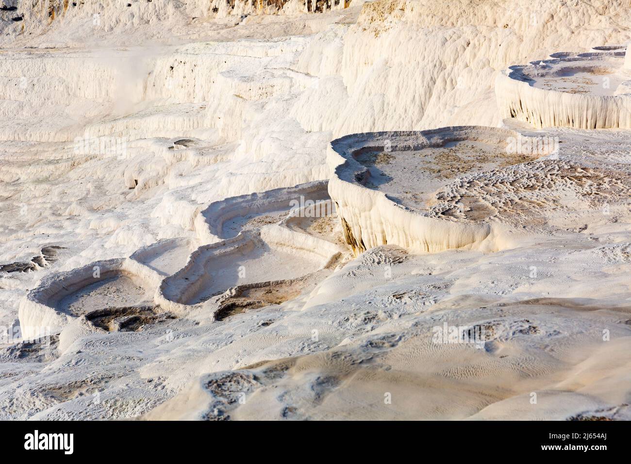 Natural travertine terraces with hot springs in Pamukkale, Turkey Stock ...