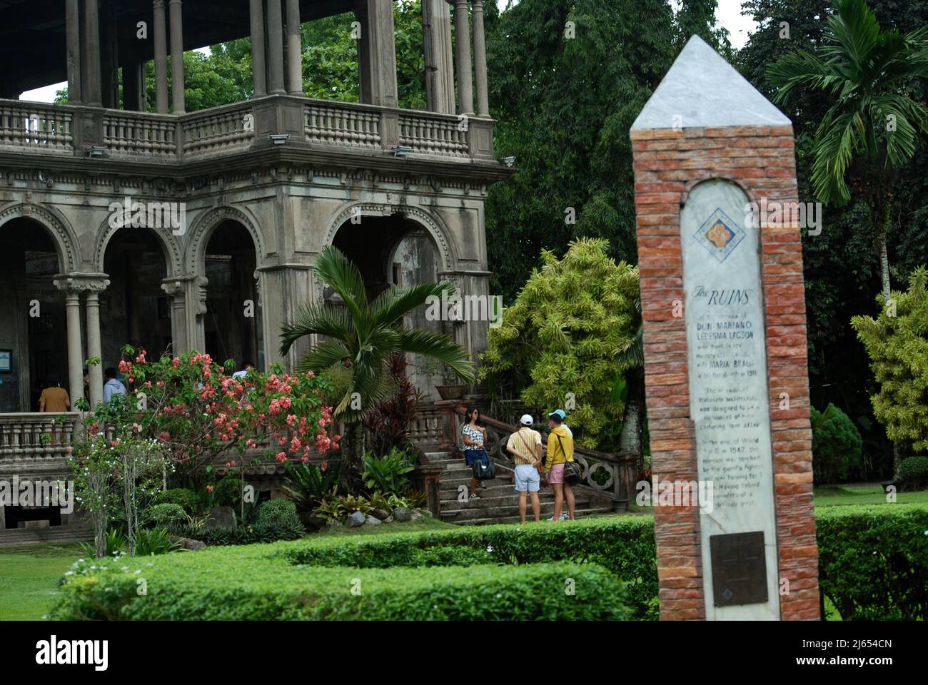 Column with plaque, The Ruins, Talisay City, Negros Occidental ...