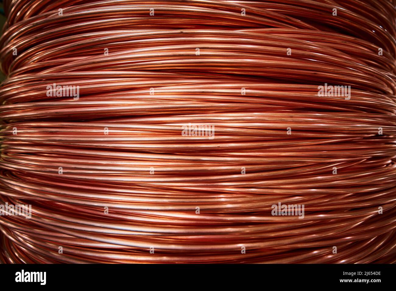 Shiny winded copper cable in warehouse of production plant Stock Photo ...