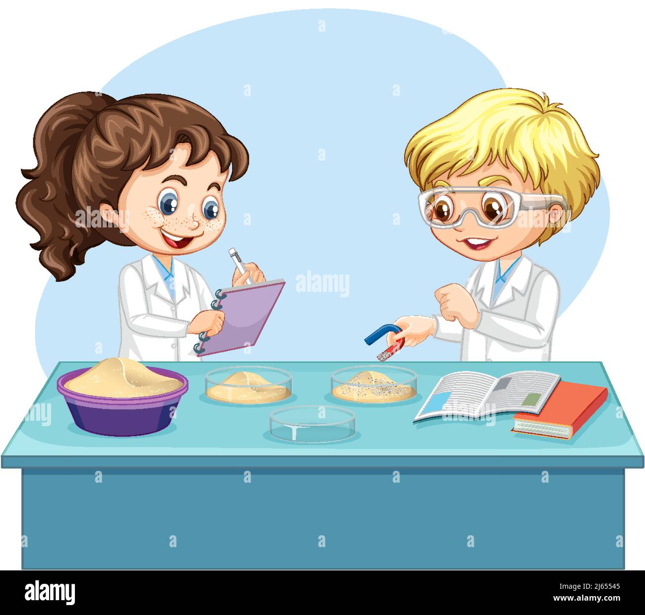 Scientist kids doing science experiment illustration Stock Vector Image ...