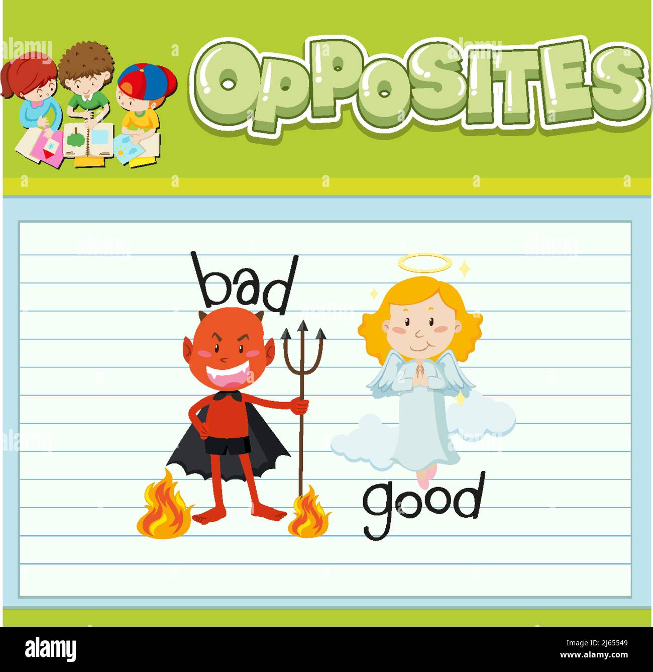 Opposite words with pictures for kids illustration Stock Vector Image ...