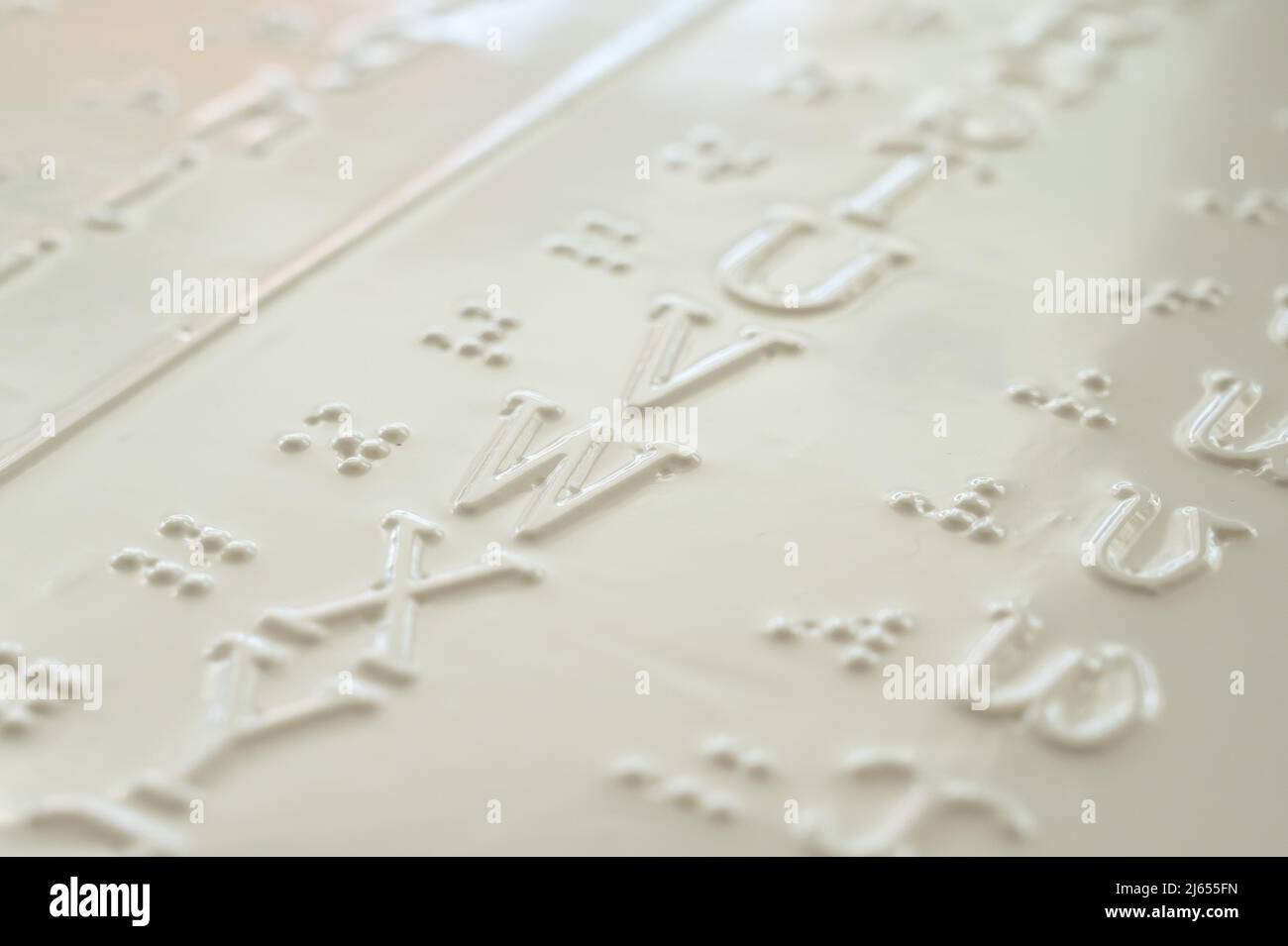 Close-up of a braille decoder with the English alphabet Stock Photo - Alamy