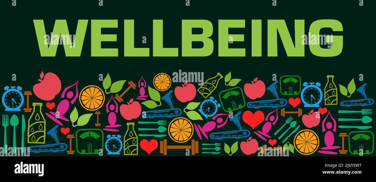 Wellbeing Health Symbols Green Colorful Texture Bottom Stock Photo - Alamy