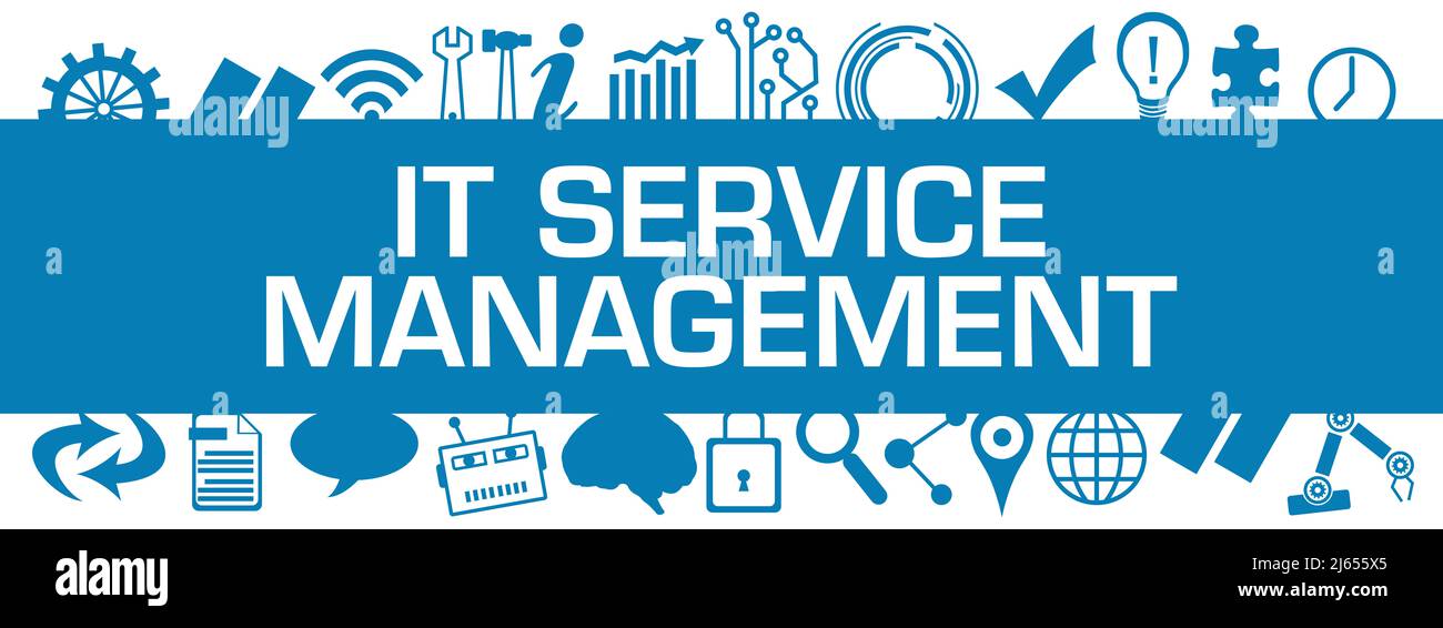 IT Service Management Blue Box Technology Symbols Up Down Stock Photo ...